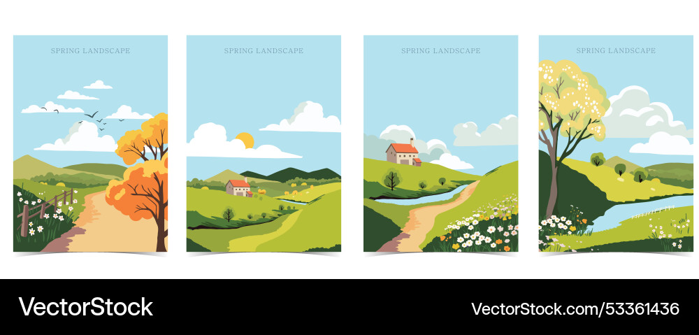 Spring landscape background with mountain Vector Image