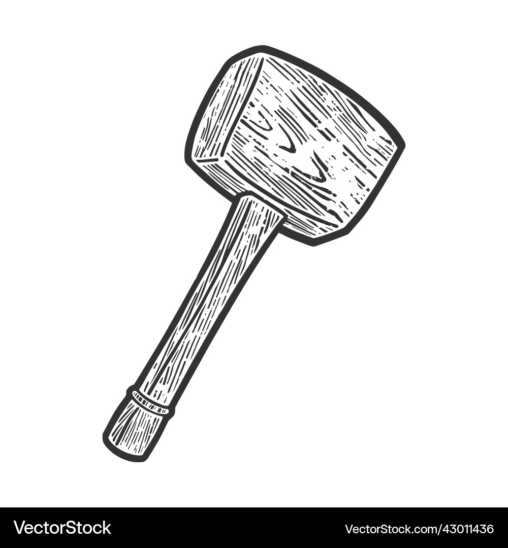 Wooden hammer mallet sketch Royalty Free Vector Image