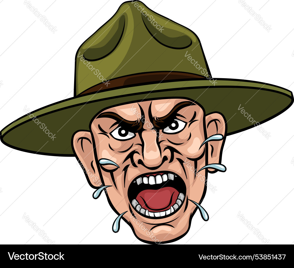 Angry army bootcamp drill sergeant cartoon Vector Image