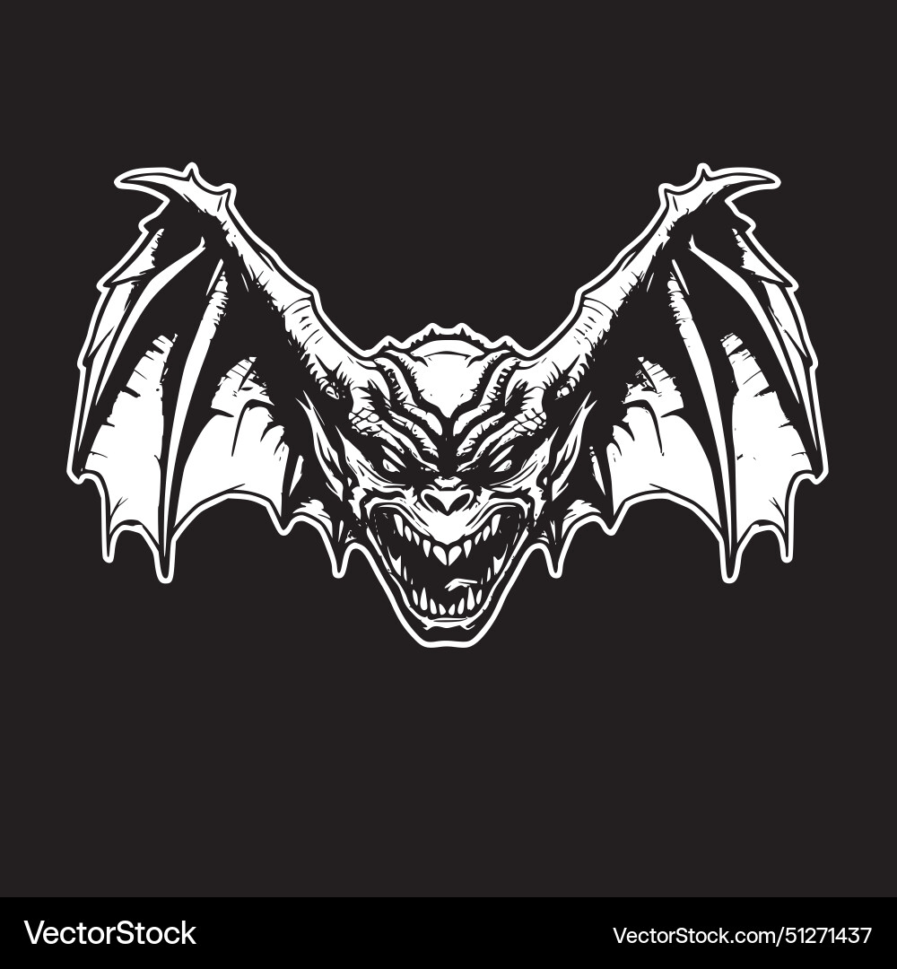 Bat - black and white Royalty Free Vector Image