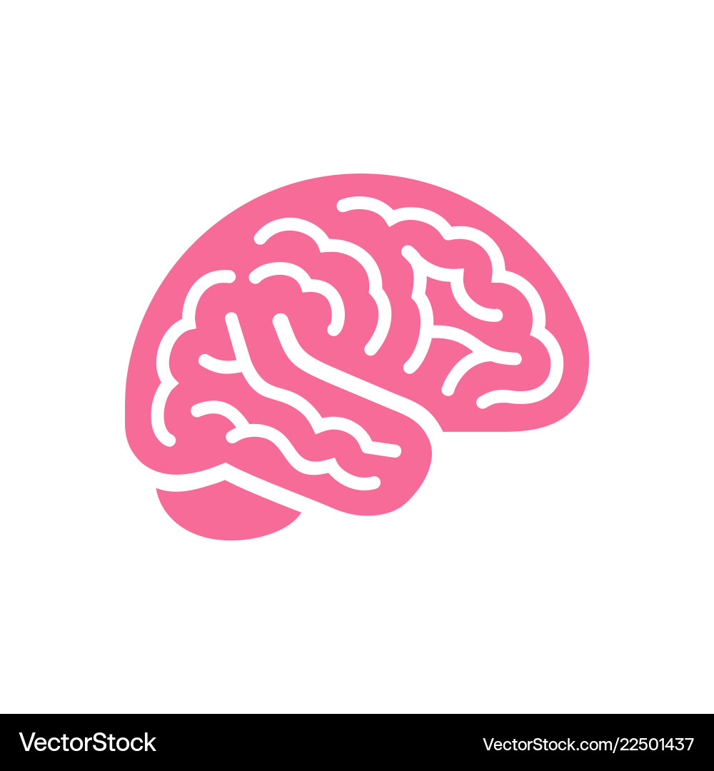Brain pink color side view icon intellect symbol Vector Image