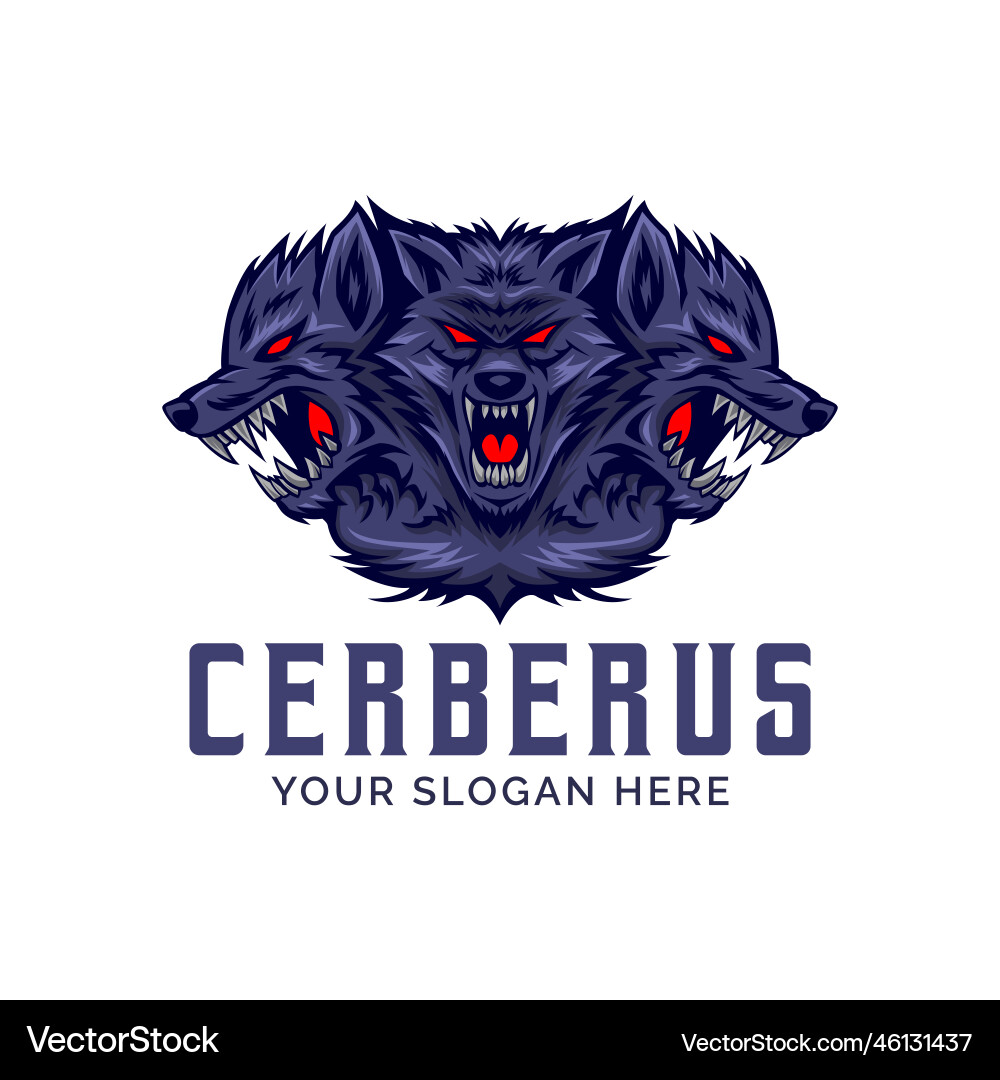 Cerberus head logo mascot template Royalty Free Vector Image