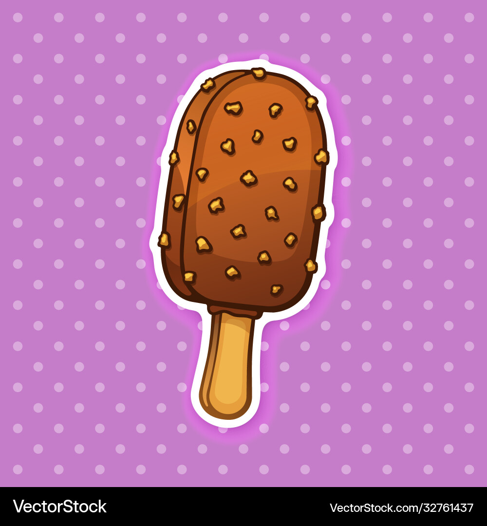 Choc-Ice Sticker with Nuts Royalty Free Vector Image