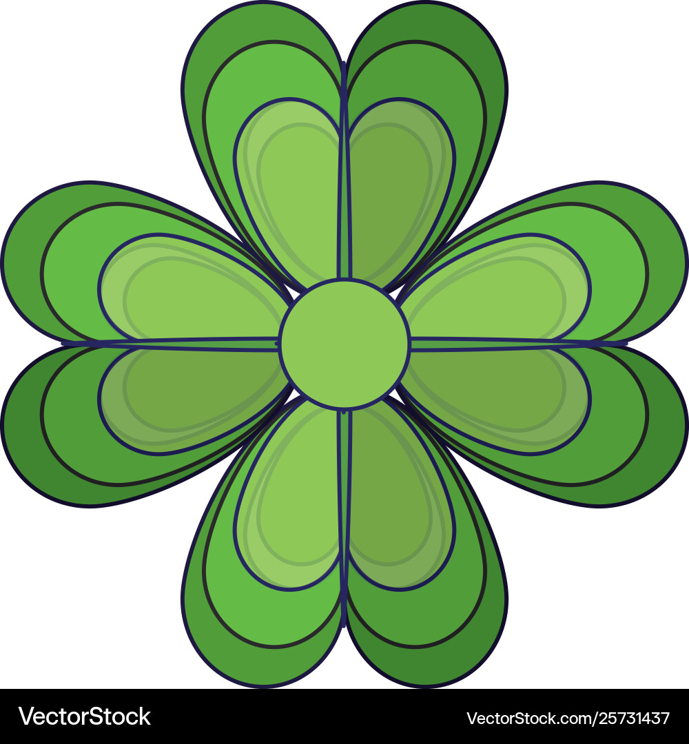 Klee mit vier Blättern Symbol blau Linien Vektorbild