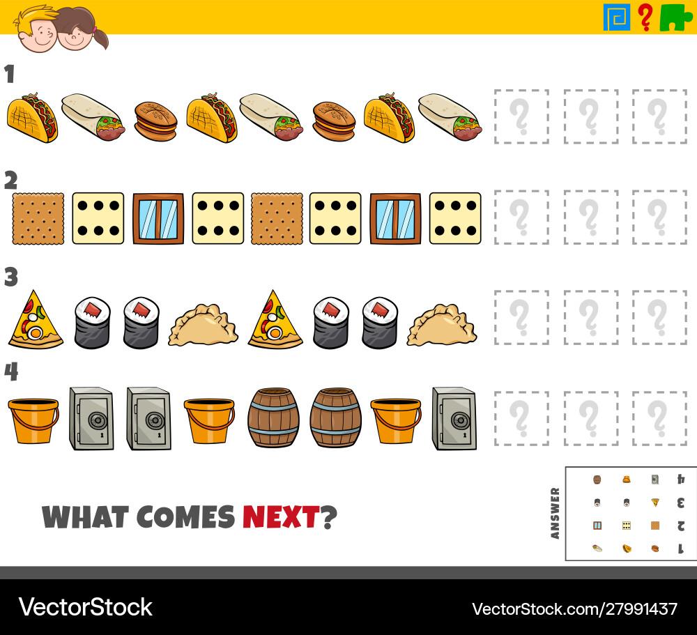 Educational pattern game for kids with food Vector Image