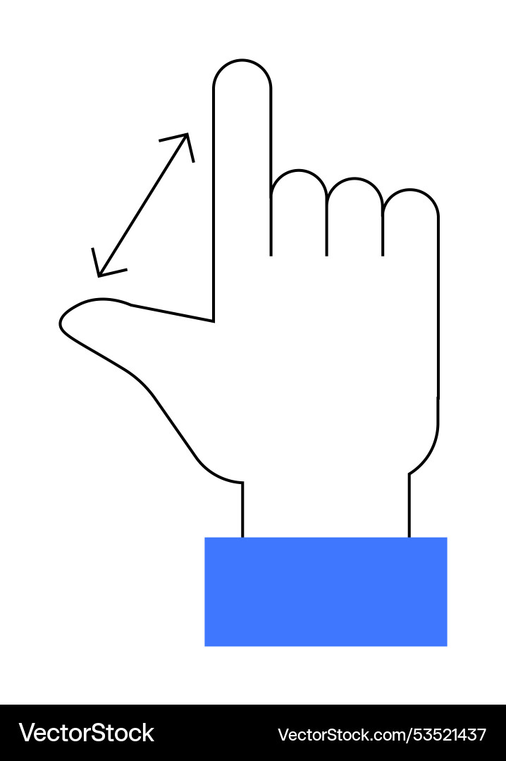 Hand gesture indicating a vertical pinch-to-zoom Vector Image