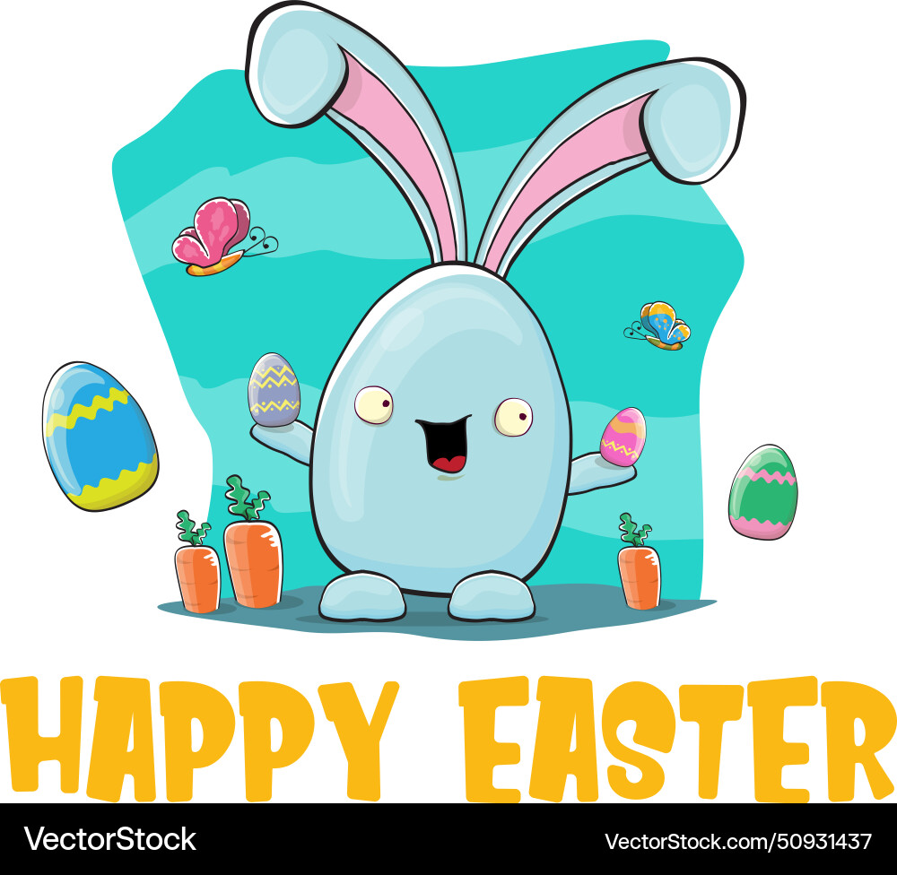 Happy easter greeting card with funny cartoon Vector Image