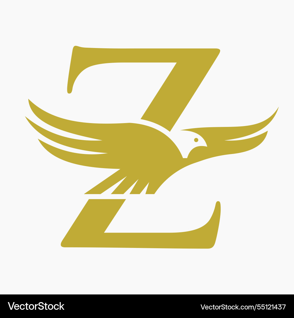 Monogram letter z flying eagle logo concept for Vector Image