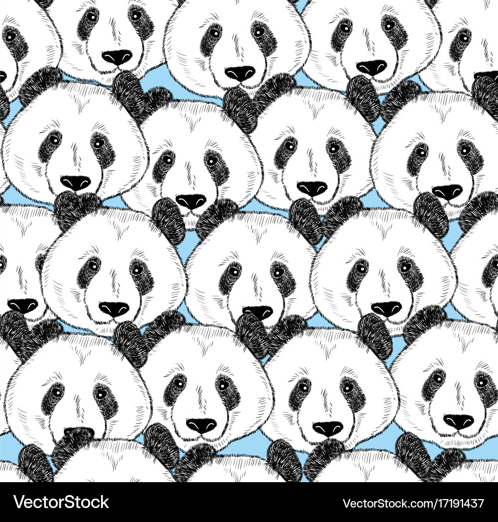 Seamless pattern with panda faces Royalty Free Vector Image