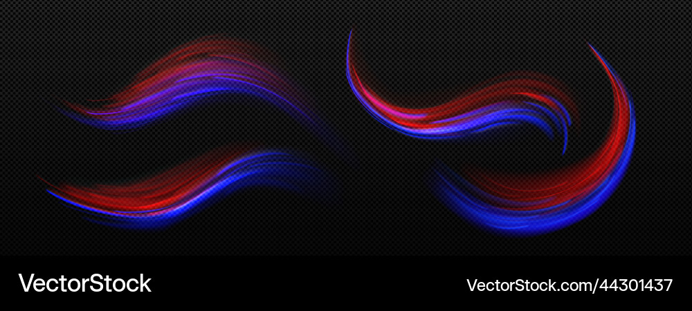 Speed motion light effect blue and red trails Vector Image