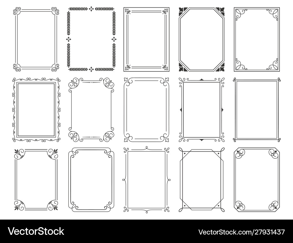 Vintage calligraphic frames ornate calligraph Vector Image