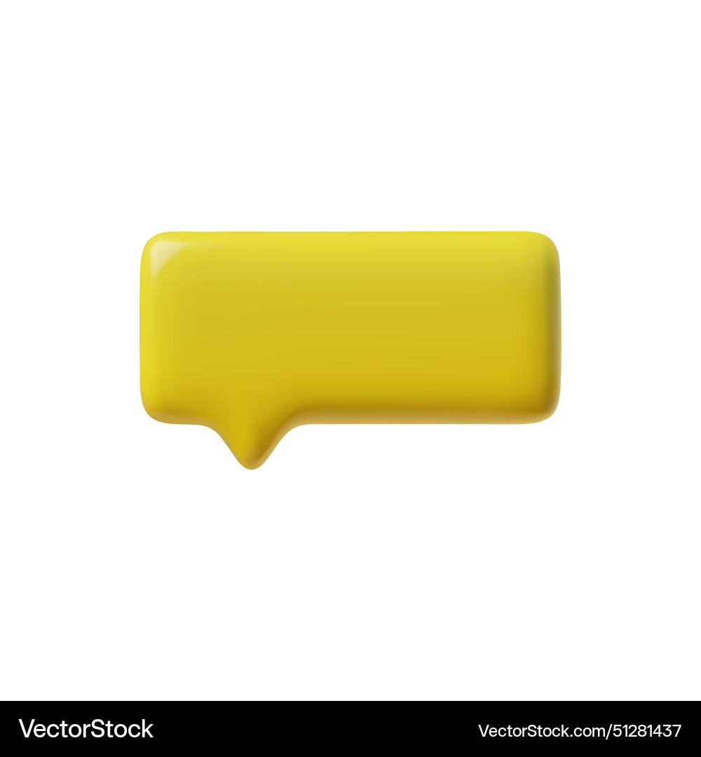 Yellow chat box 3d social media icon Royalty Free Vector