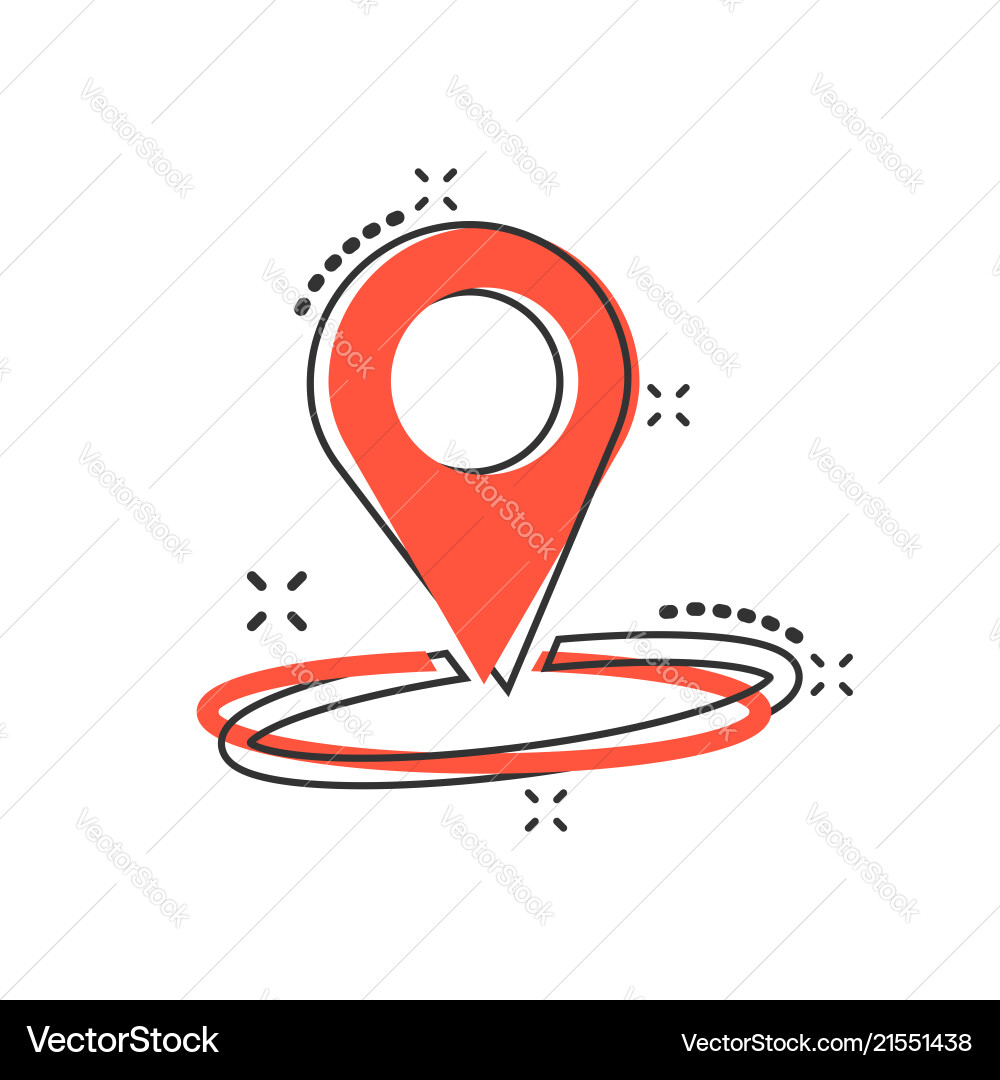 Cartoon pin location icon in comic style Vector Image
