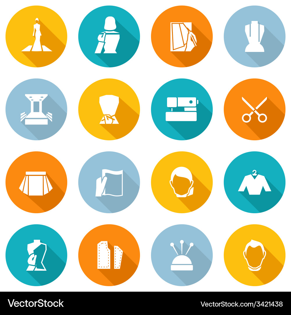 Clothes designer icons flat Royalty Free Vector Image