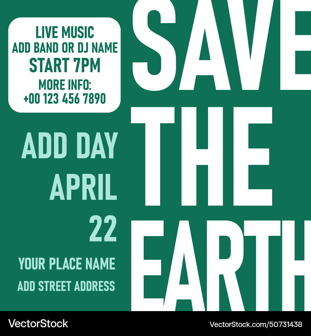 Earth day celebration flyer poster design Vector Image