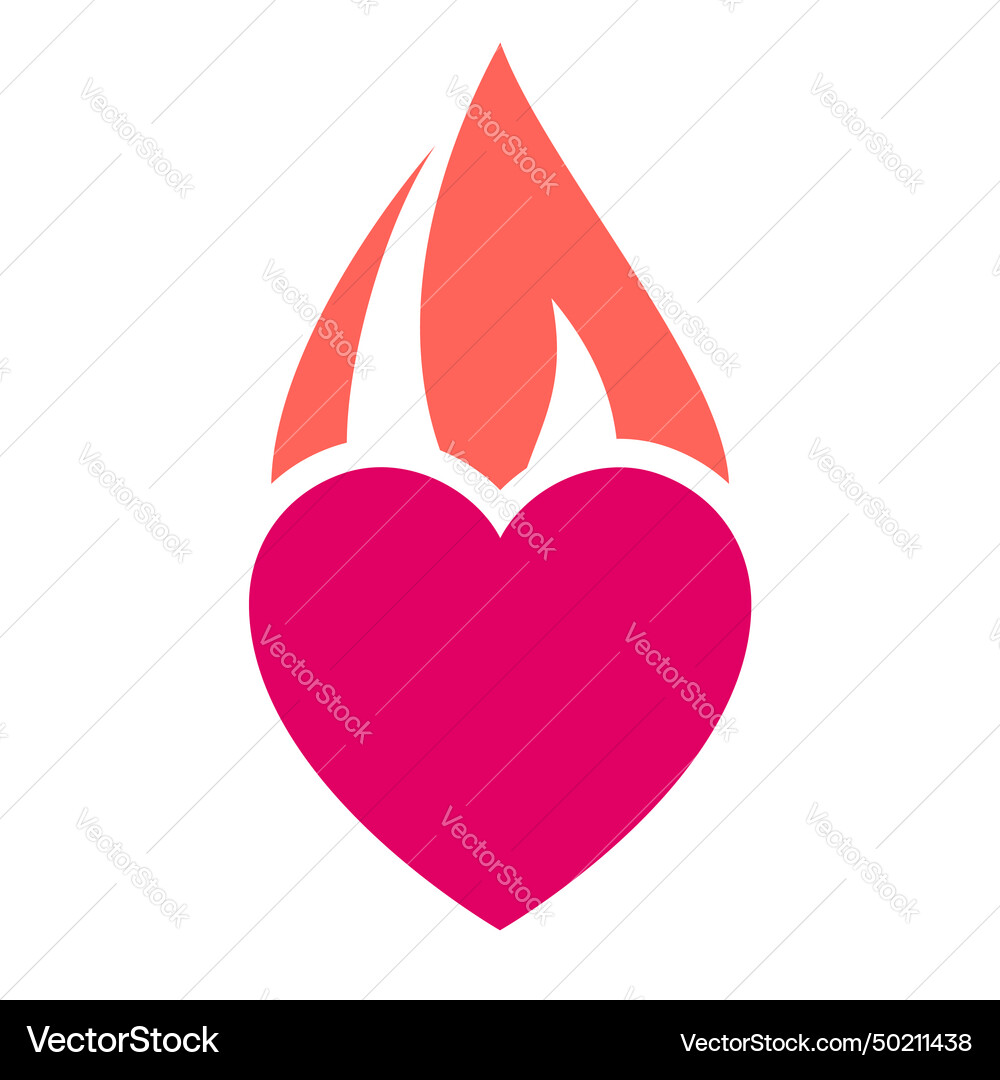 Fire flame icon hot heart symbol Royalty Free Vector Image