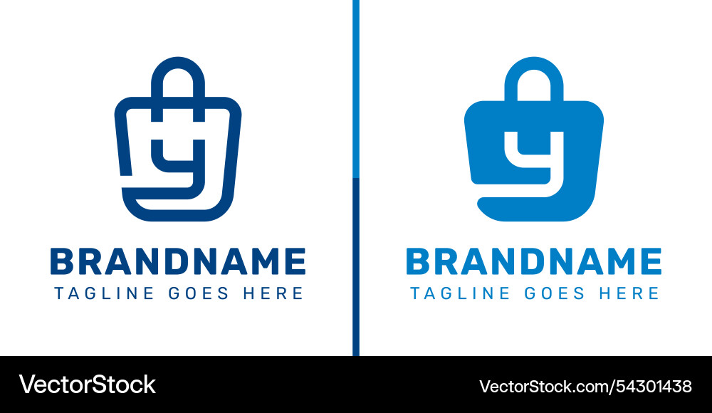 Letter y shopping bag logo set symbolizing Vector Image