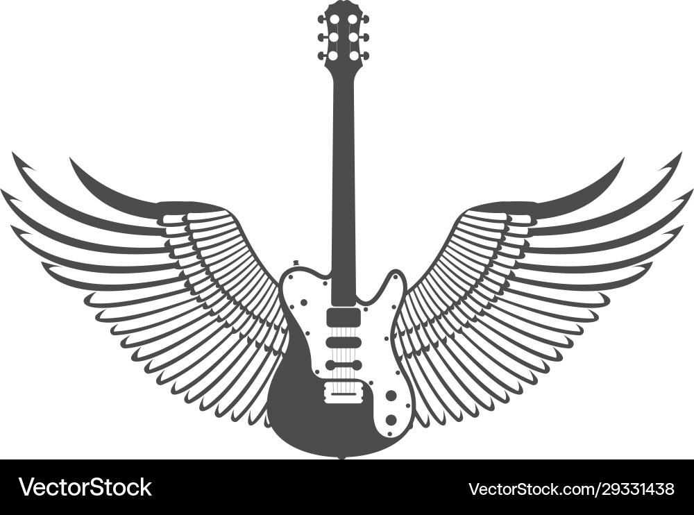 Logotype guitar with wings Royalty Free Vector Image