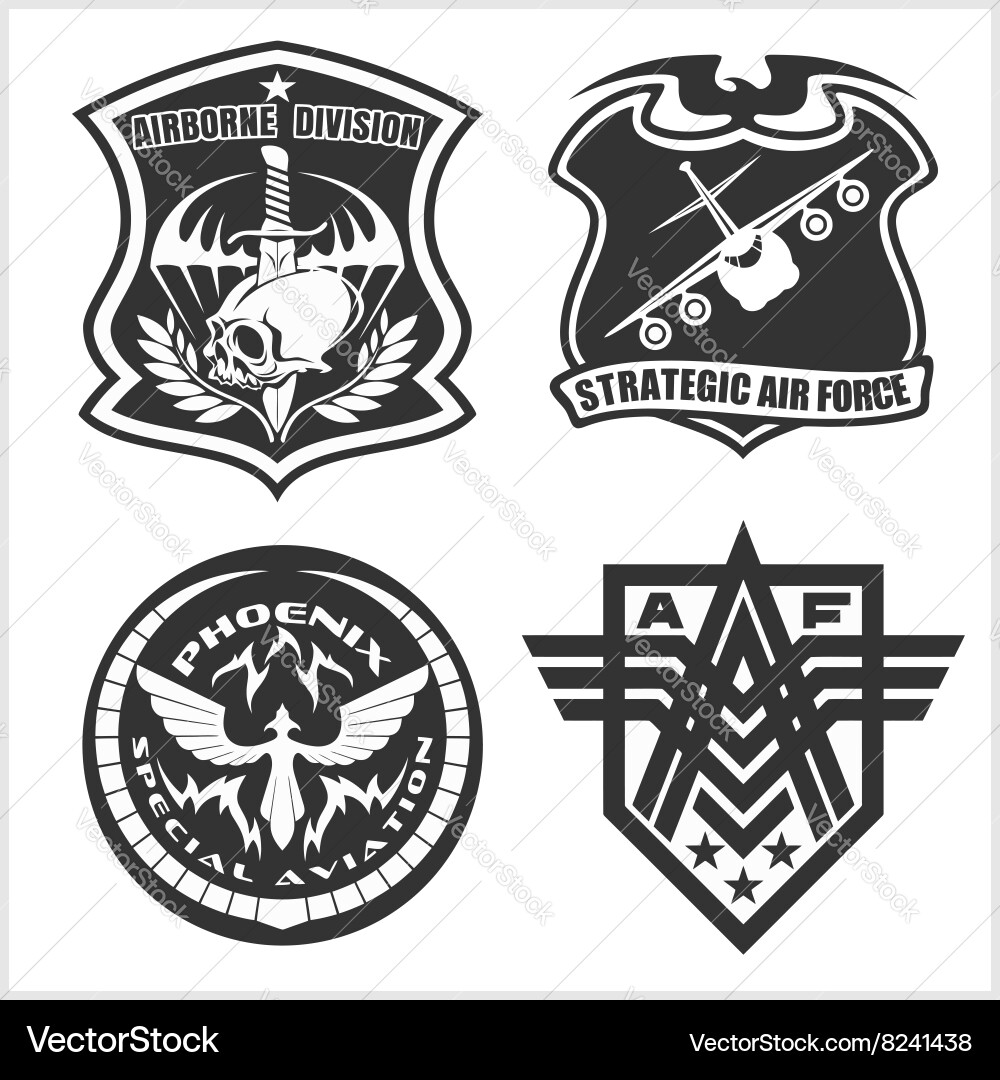 Military airforce patch set - armed forces badges Vector Image