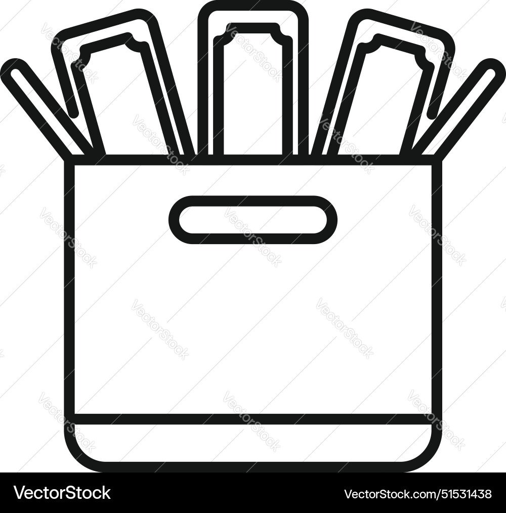 Money laundering with box icon outline Royalty Free Vector