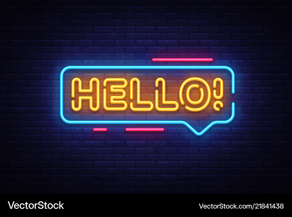 Neon Hello Sign Royalty Free Vector Image - VectorStock