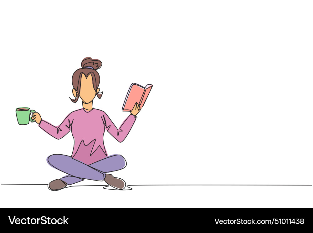 Single continuous line drawing clever woman Vector Image