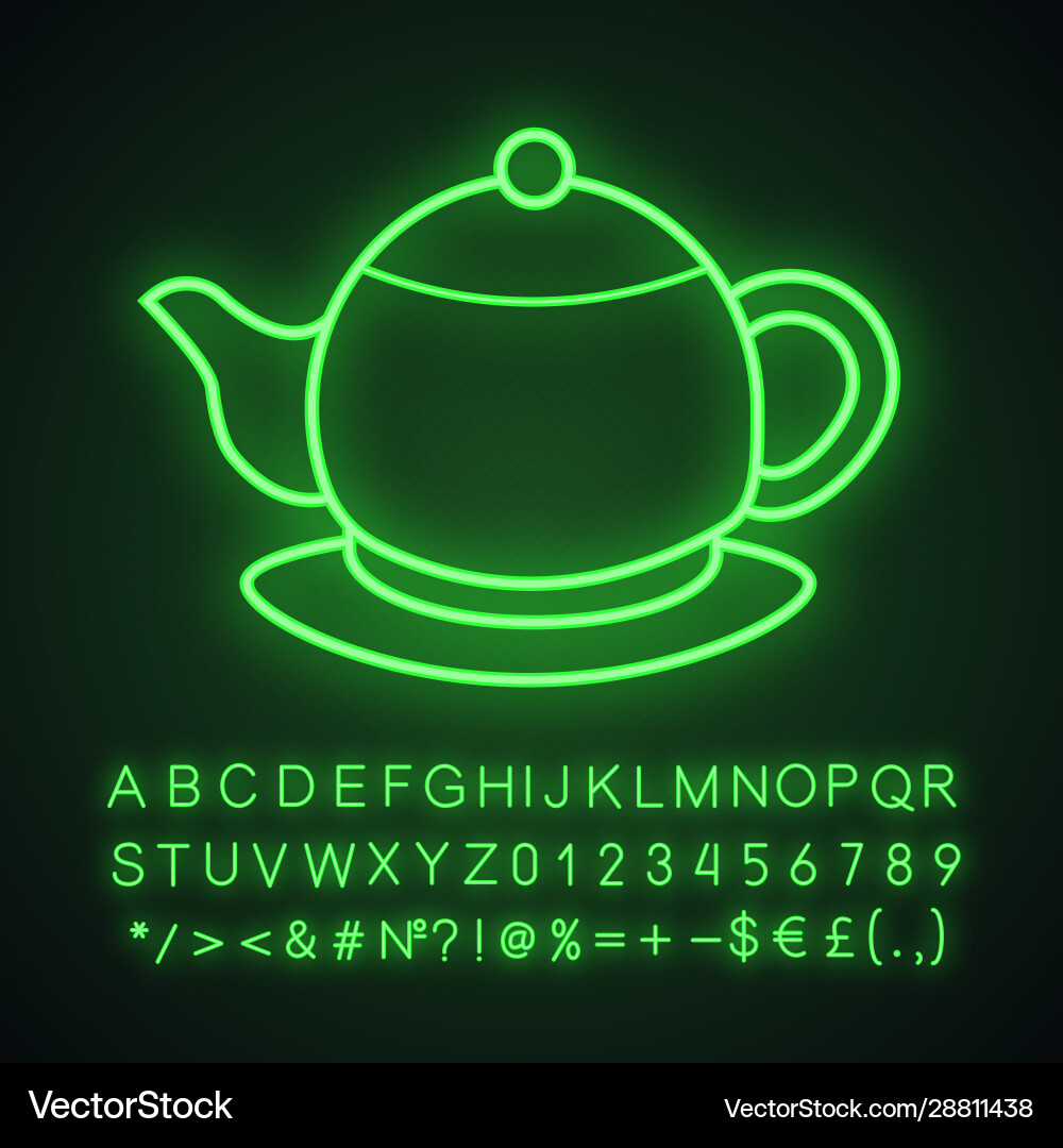 Teapot Neonlicht-Symbol Lizenzfreies Vektorbild