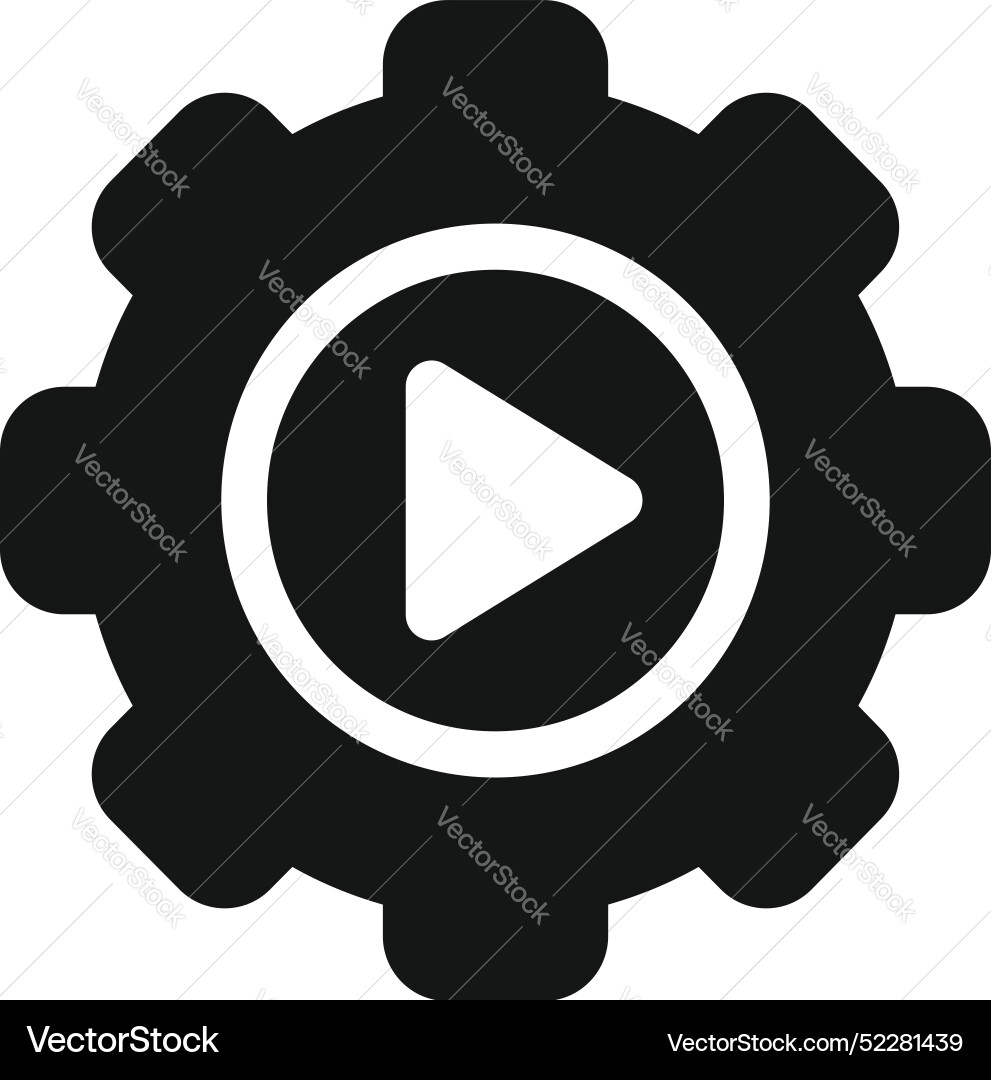 Black gear showing play button for video marketing
