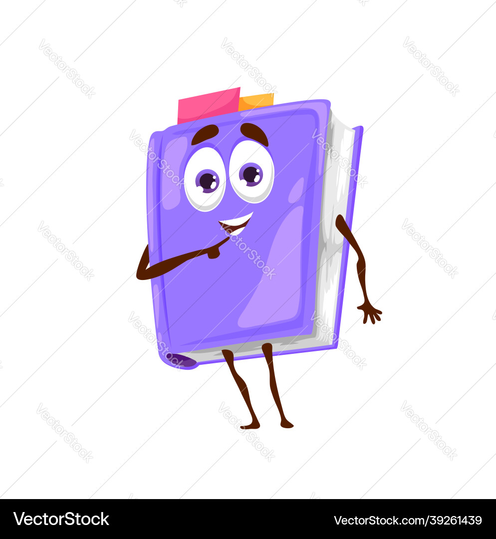 Cartoon book school textbook cute character Vector Image