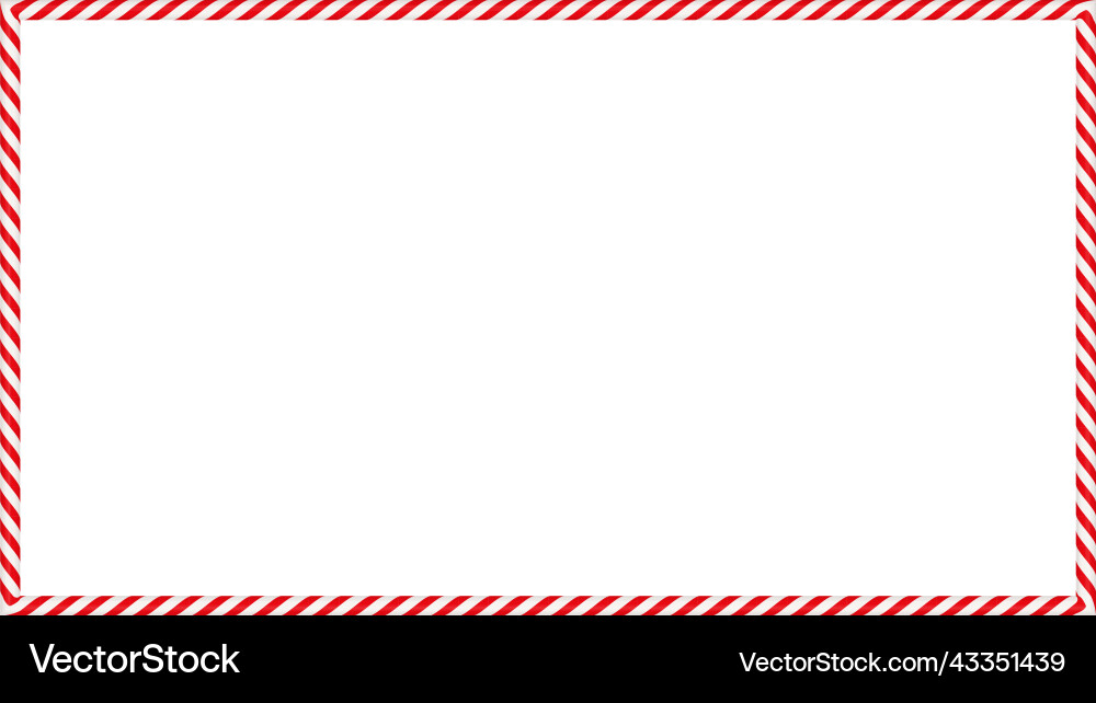 Christmas candy cane rectangle frame with red Vector Image