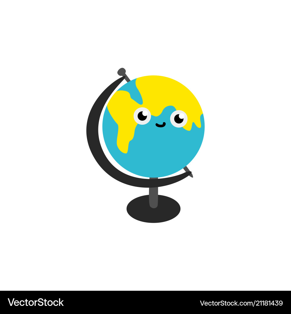 Cute globe sphere cartoon character isolated Vector Image