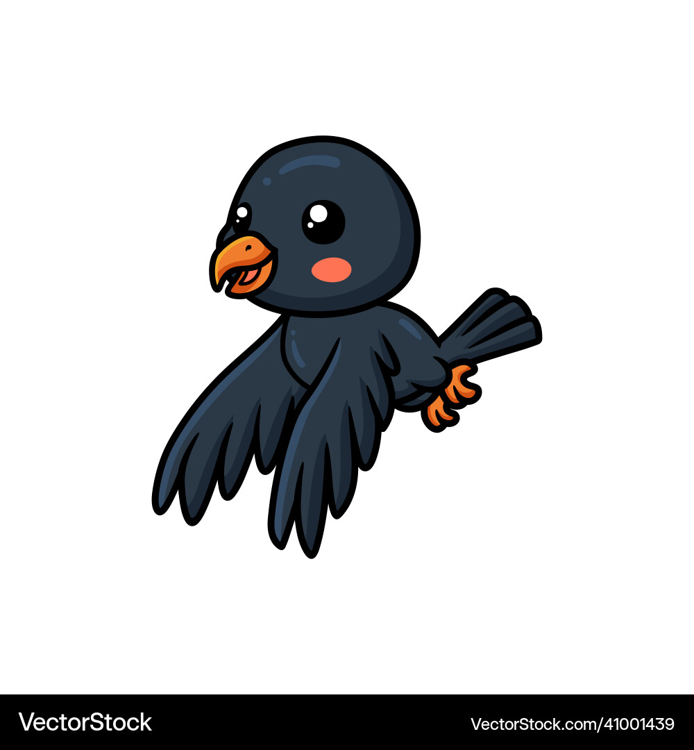 Cute little crow cartoon flying Royalty Free Vector Image