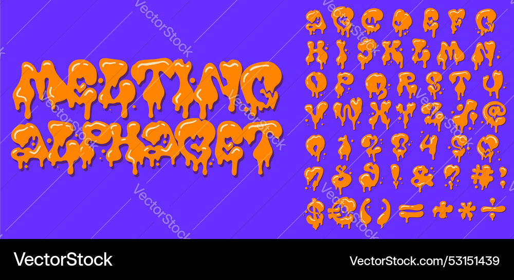 Halloween melting alphabet with numbers isolated Vector Image