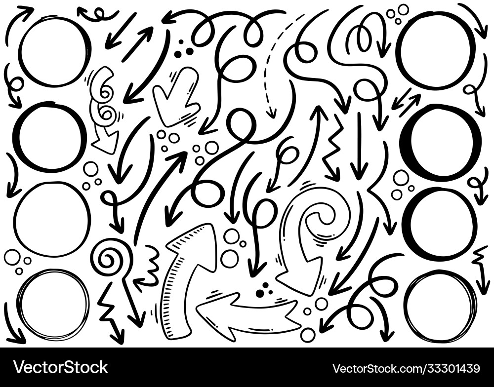Hand Drawn Doodle Arrows Royalty Free Vector Image