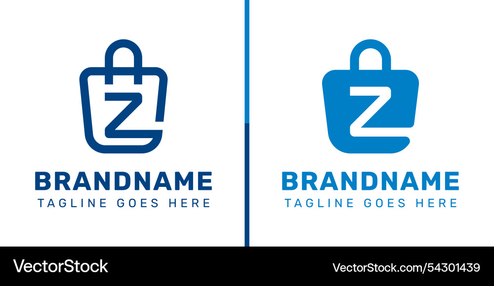 Letter z shopping bag logo set symbolizing Vector Image
