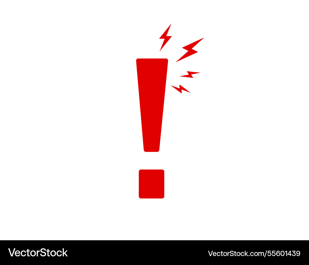 Red exclamation mark with lightning bolts Vector Image