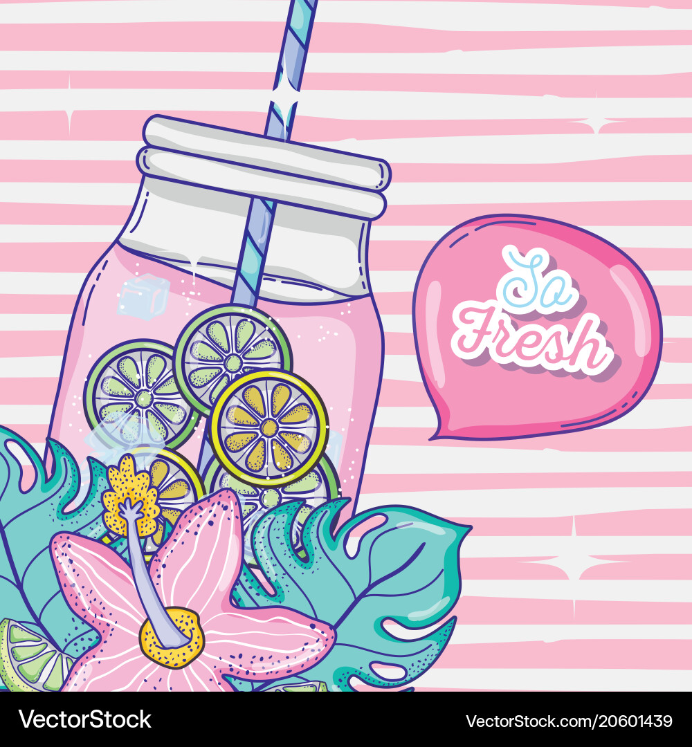 Sommerzeit Saft Cartoon Lizenzfreies Vektorbild