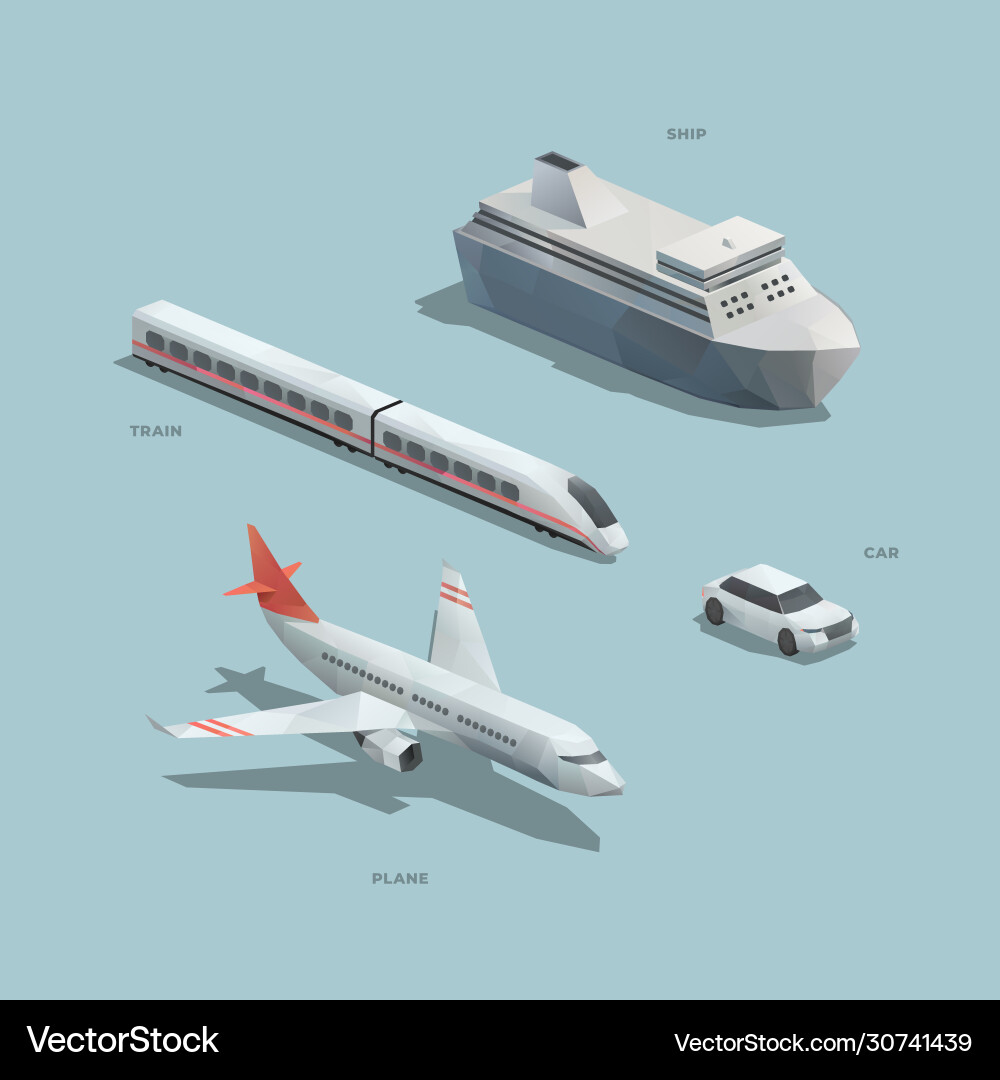 Transport isometric polygons Royalty Free Vector Image