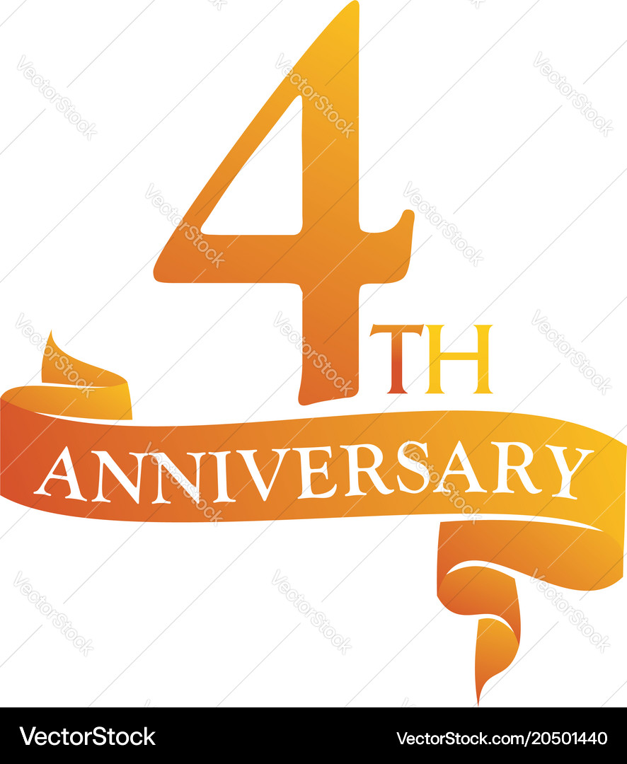 4 year ribbon anniversary Royalty Free Vector Image