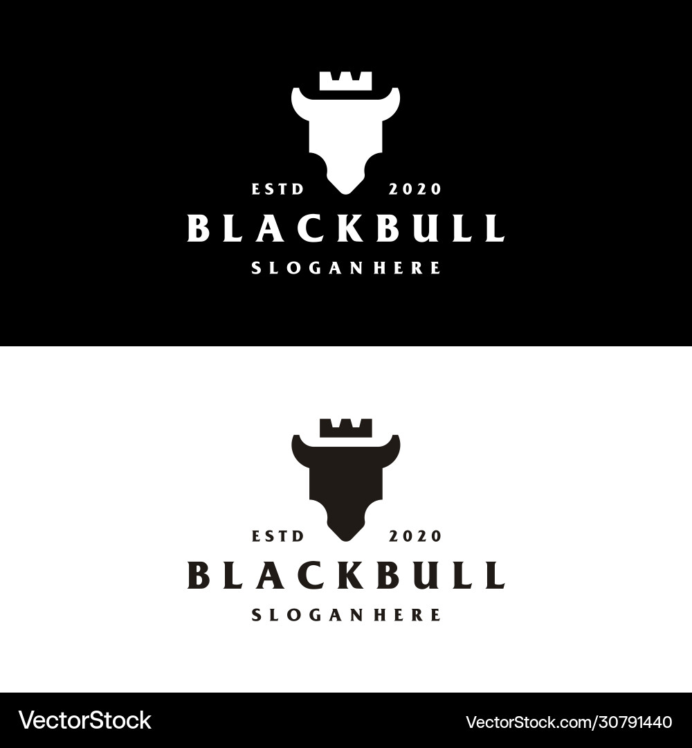 Bull head silhouette with crown logo template Vector Image