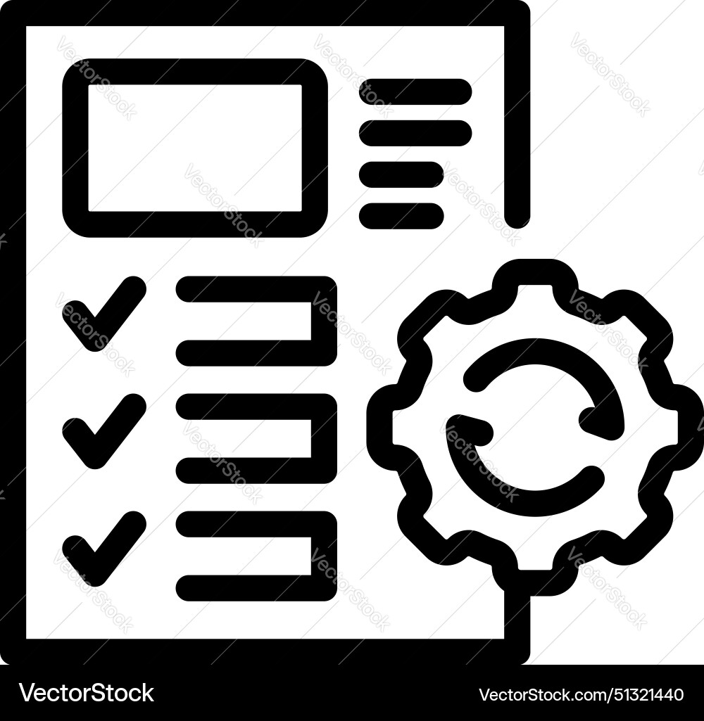 Checklist icon with settings gear Royalty Free Vector Image