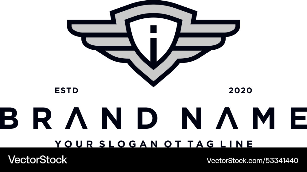 Creative letter i shield wing logo design concept Vector Image