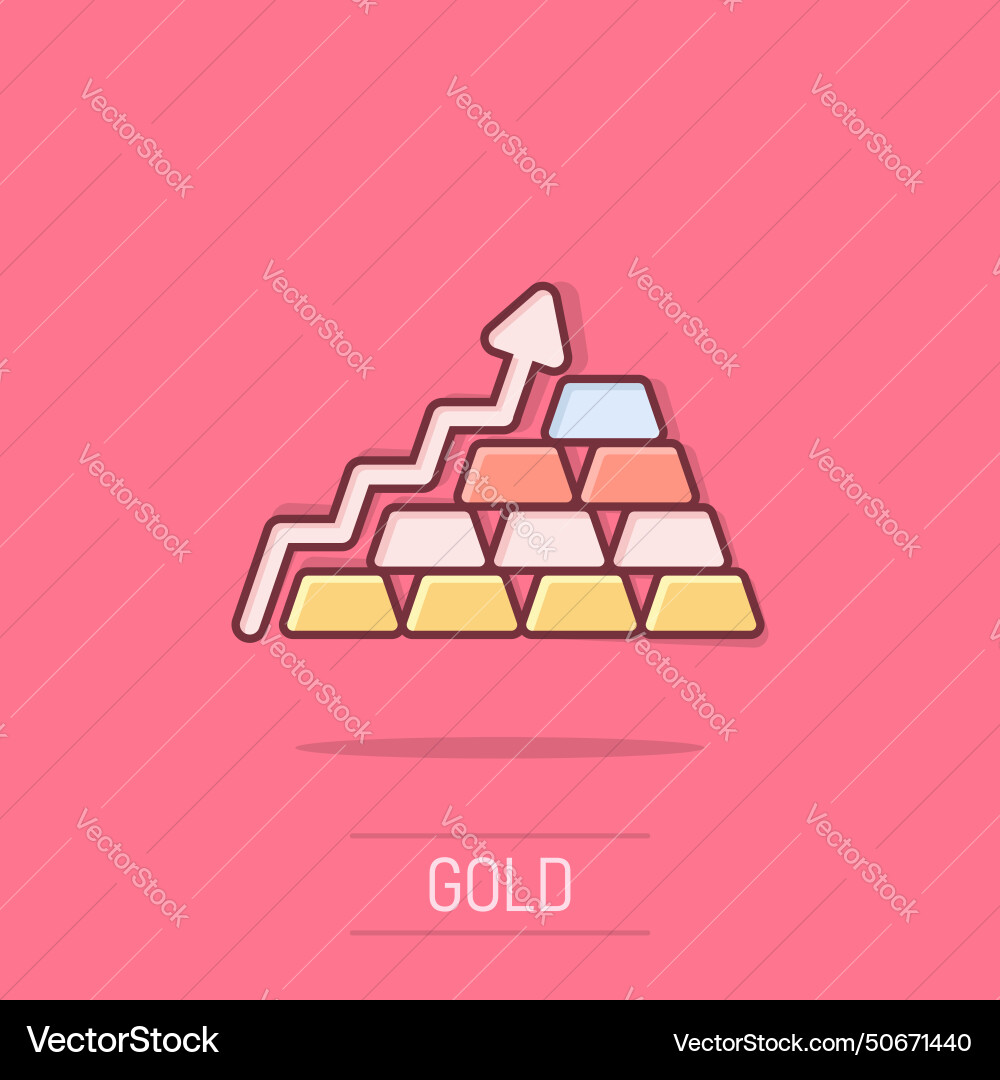 Gold stack price increase icon in comic style Vector Image