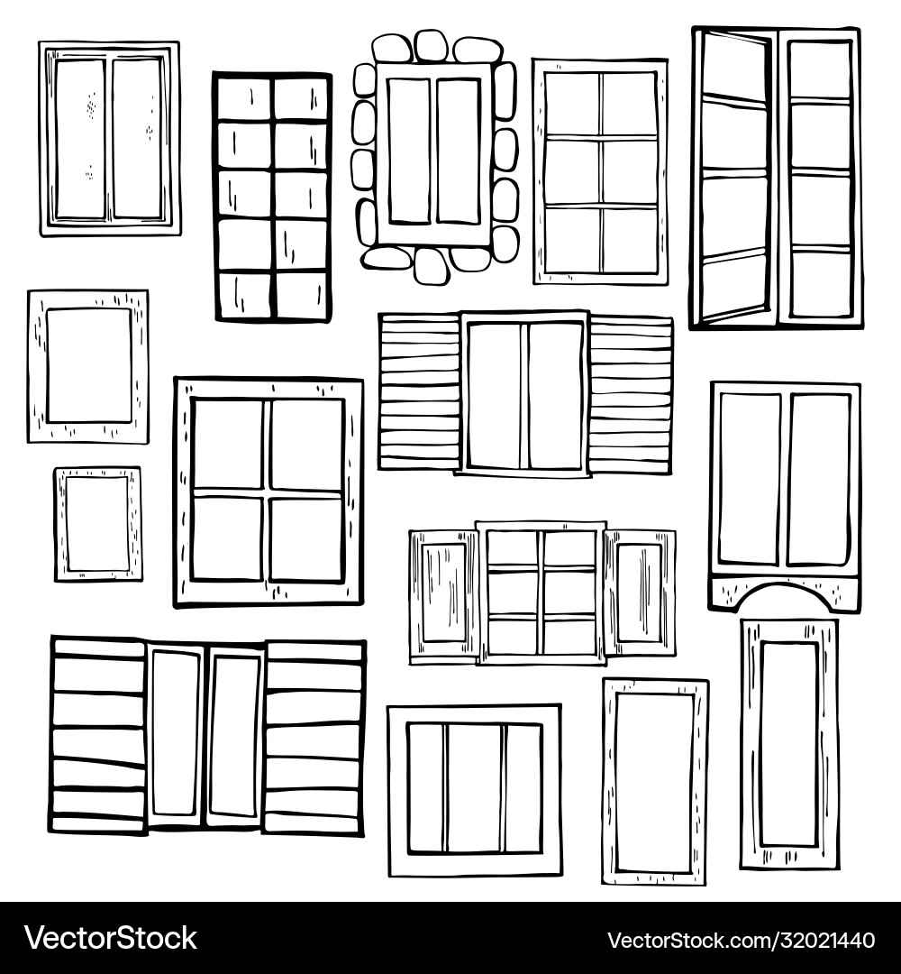 Hand drawn windows sketch Royalty Free Vector Image