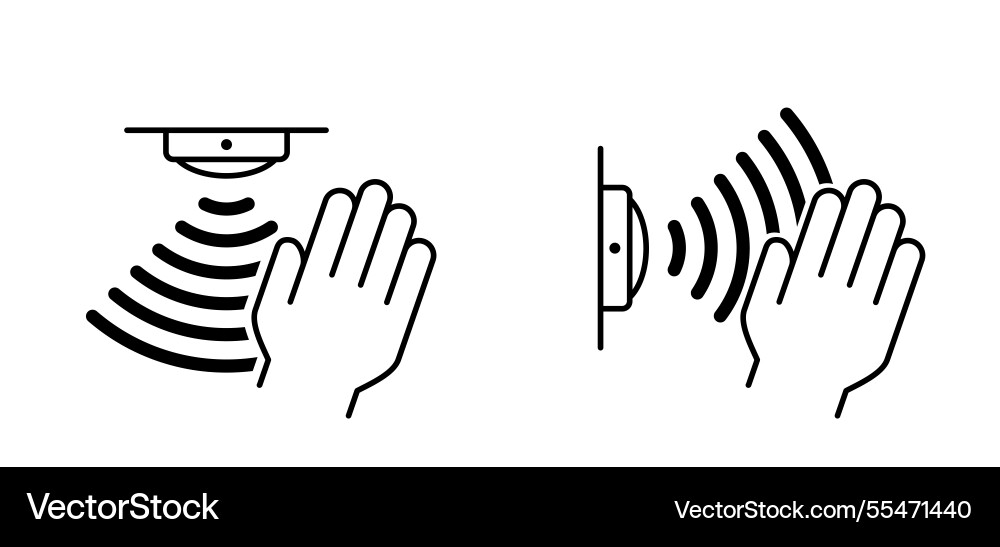 Hand sensor motion ontactless waves Royalty Free Vector