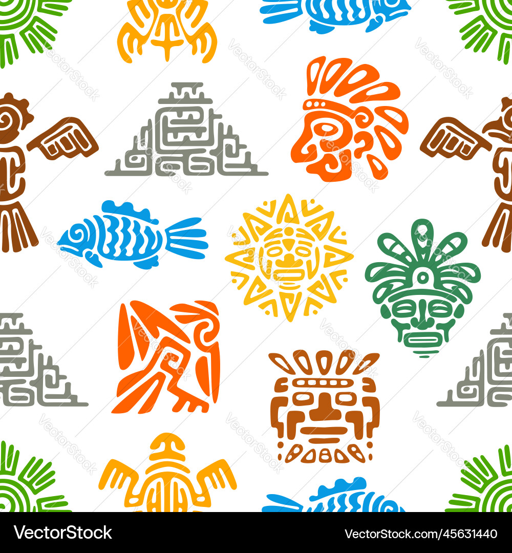 Mayan civilization aztec totems seamless pattern Vector Image