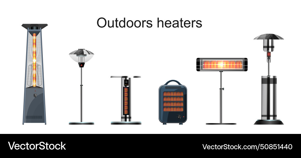 Outdoor heaters set Royalty Free Vector Image - VectorStock