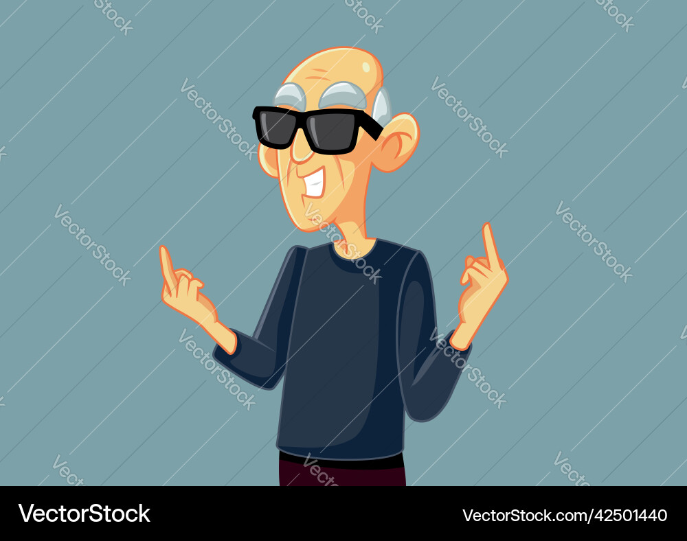 Rebellious Grandpa - Middle Finger Gesture Vector Image