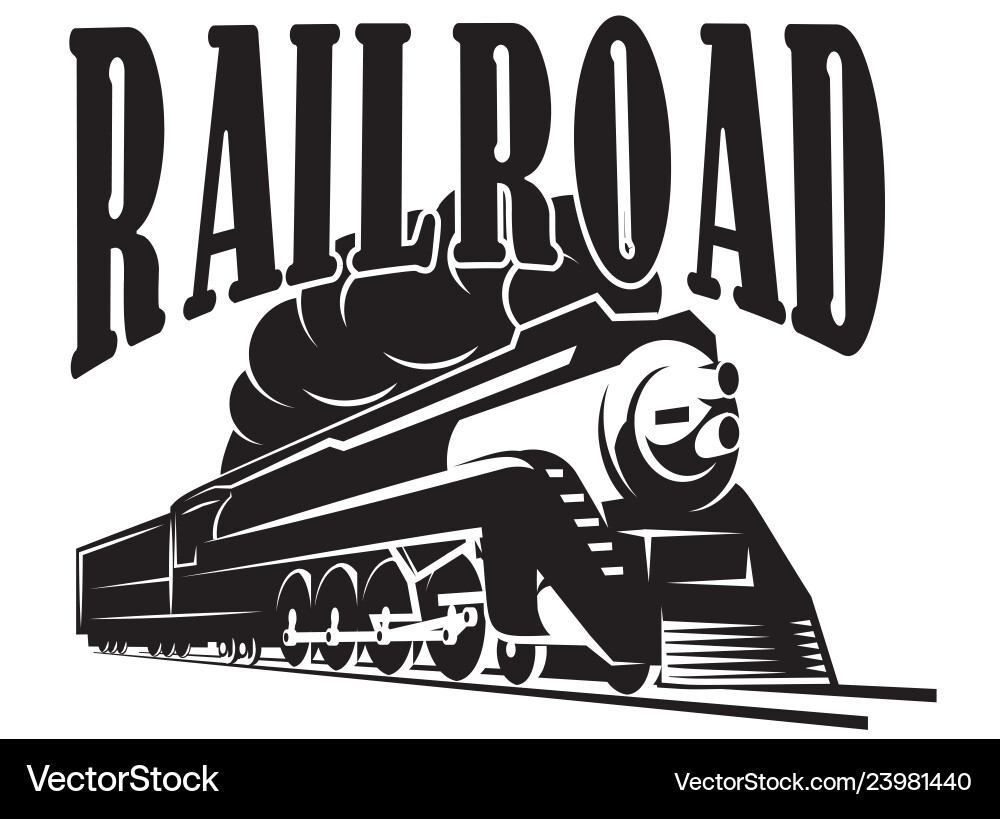 Template with a locomotive vintage train Vector Image