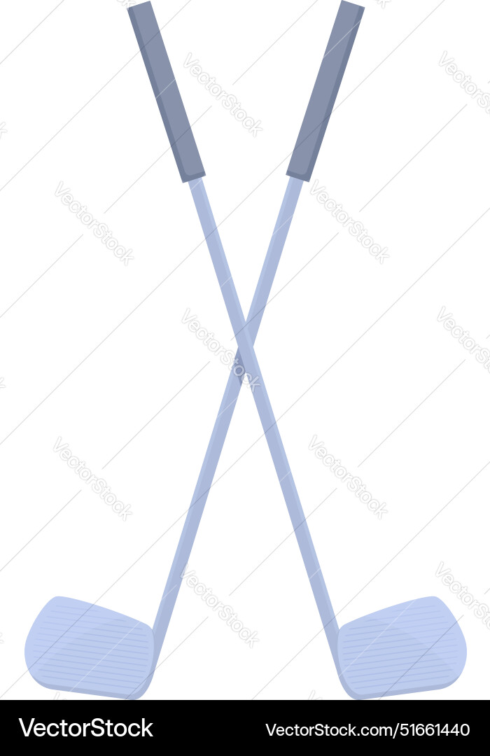 Two crossed golf clubs forming an x Royalty Free Vector